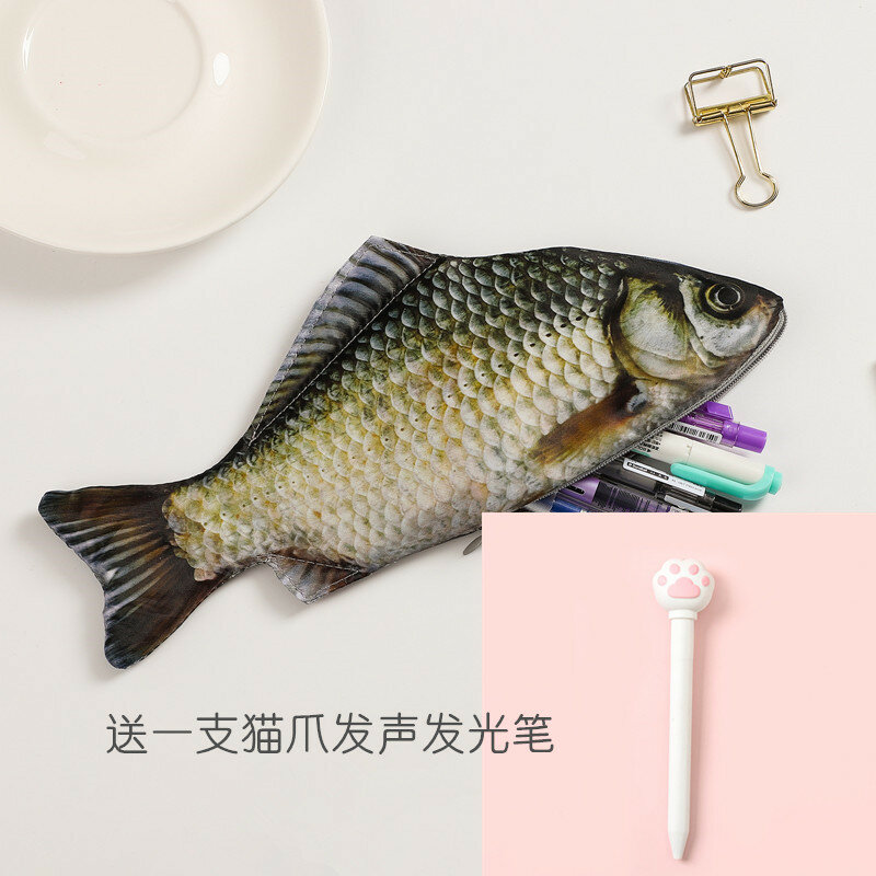 Креативный пенал с карасем, стиль TikTok, индивидуальность, необычный свежий морской рыбный пенал, корейская версия, пенал с соленой рыбой