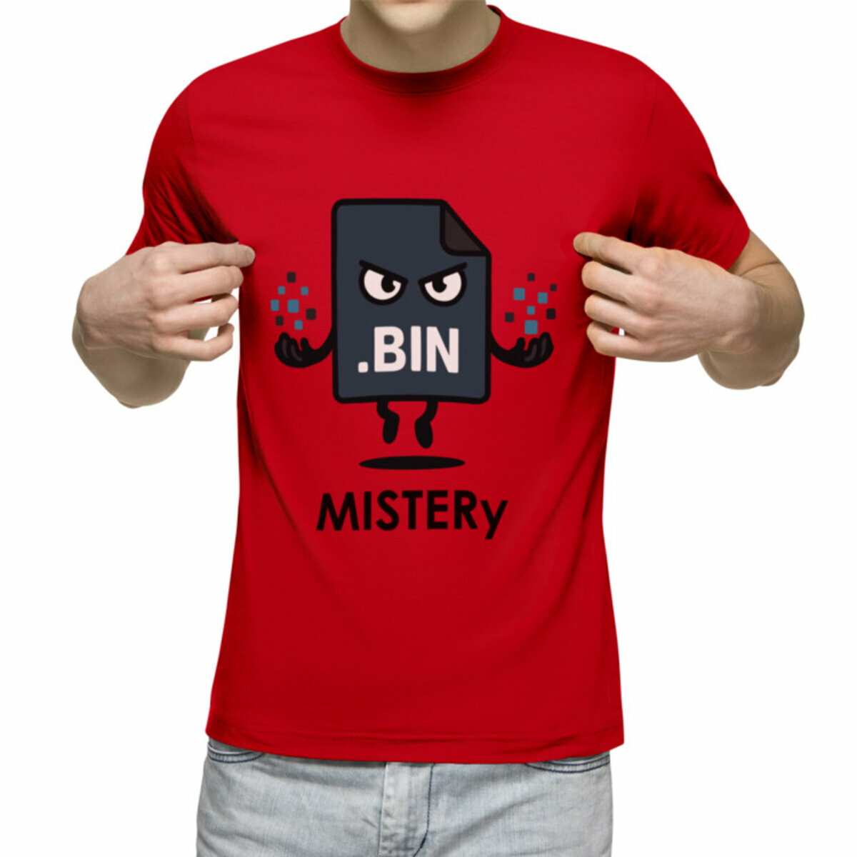 Мужская футболка «Файл . bin волшебство. Мистер Бин» (красный, XL)