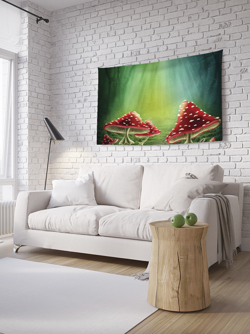 Горизонтальное фотопанно на стену "Сказочные мухоморы", 150x200 см