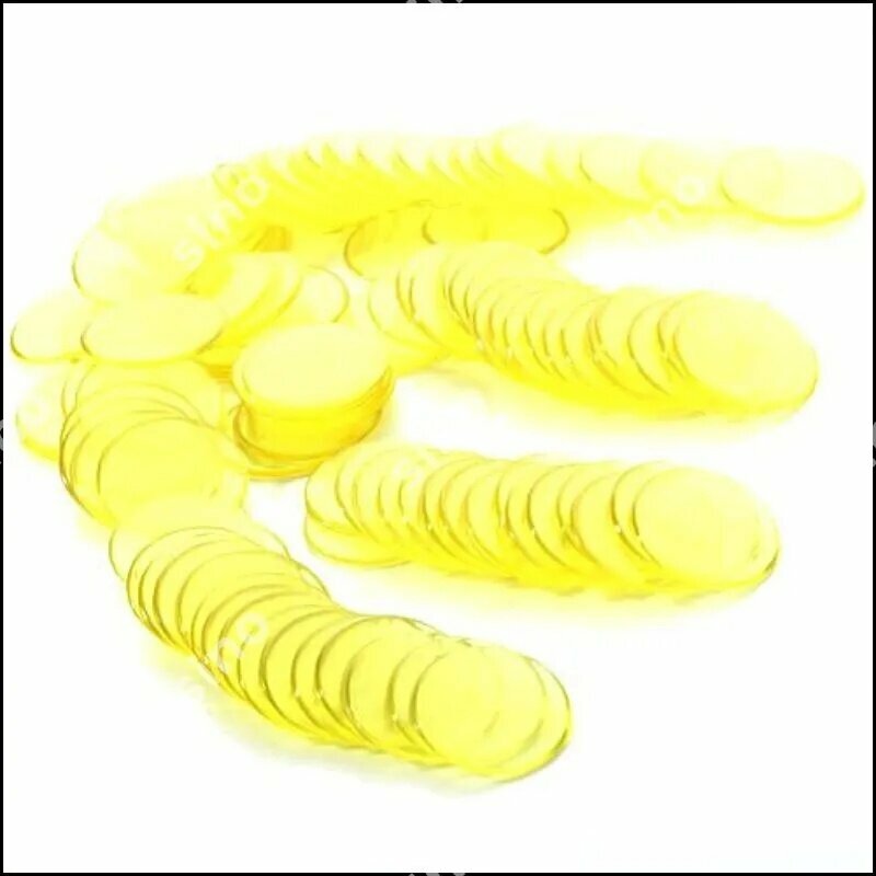 Эксклюзивный набор из 100 прозрачных фишек диаметром 19 мм для карт бинго и настольных игр.