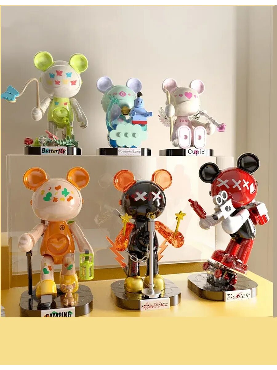 Конструктор 3Д JAKI Bearbrick Комплект Мишек RockStars 6в1 - JK6258