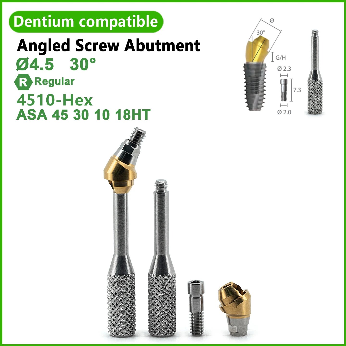 Dentium SuperLine 15°/30° Многокомпонентный угловой абатмент ASA 45 30 10 18HT