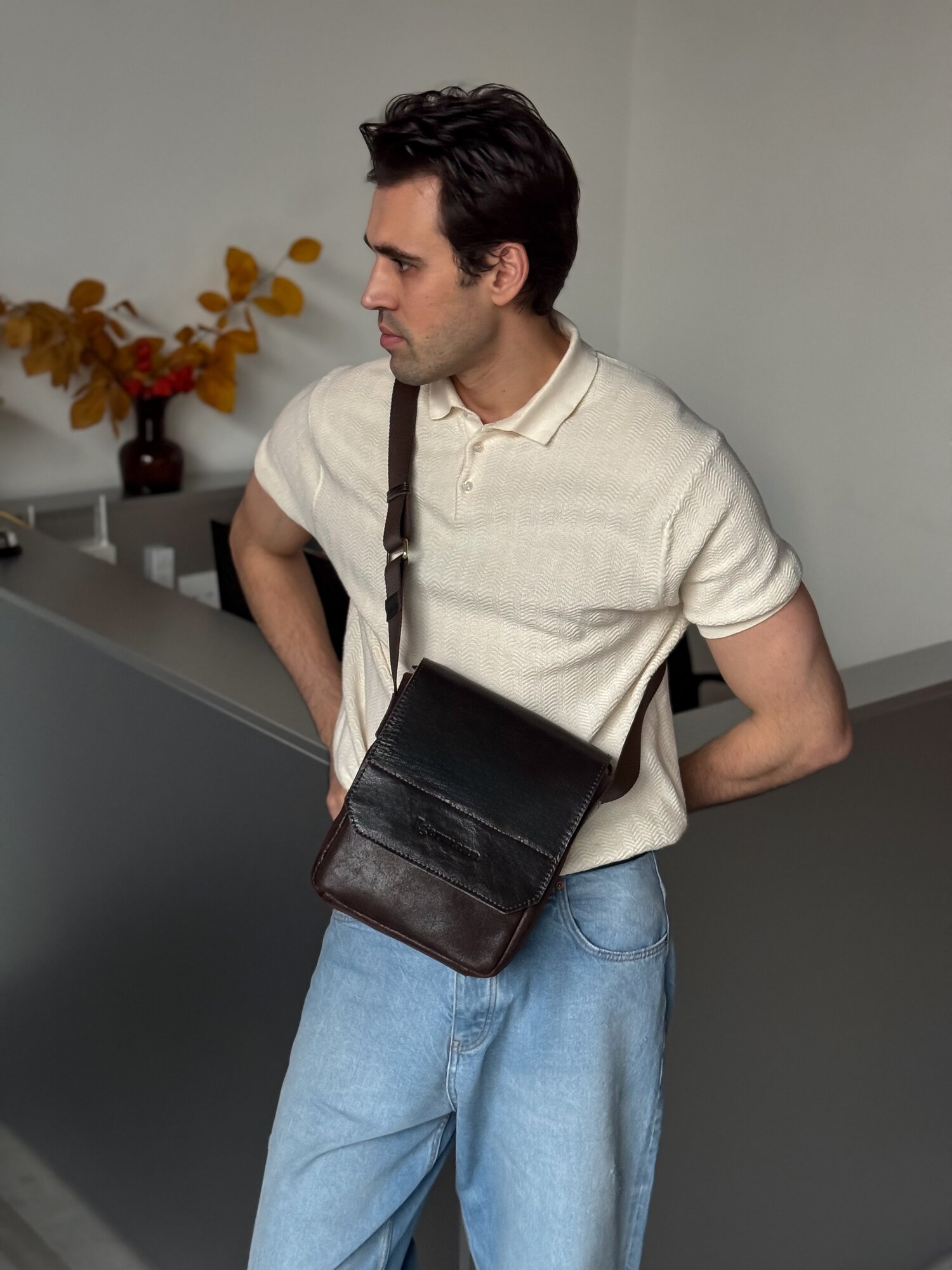 Сумка планшет Igermann, фактура матовая, гладкая, коричневый