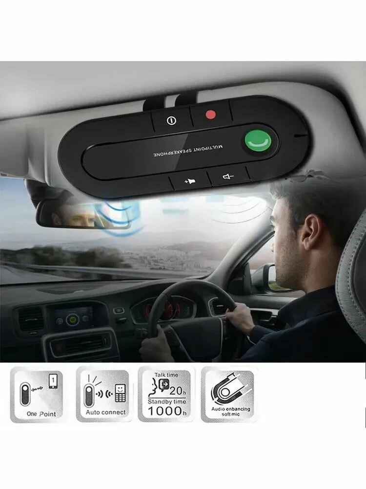 Беспроводная Bluetooth авто гарнитура с громкой связью