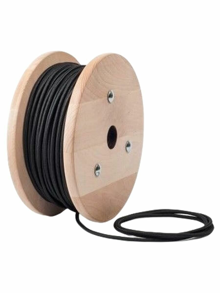 Электрический ретро провод круглый в тканевой оплетке 2х1,5, черный, 10м