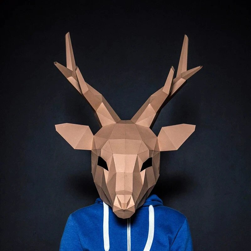Маска для лица Deer Head Mask, бумажная модель