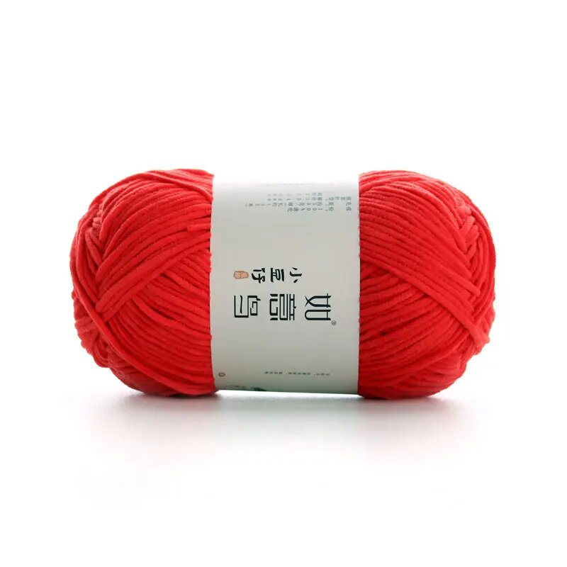Полиэстерная пряжа Синель 2 мм, 50 г для вязания Красный, Color 10