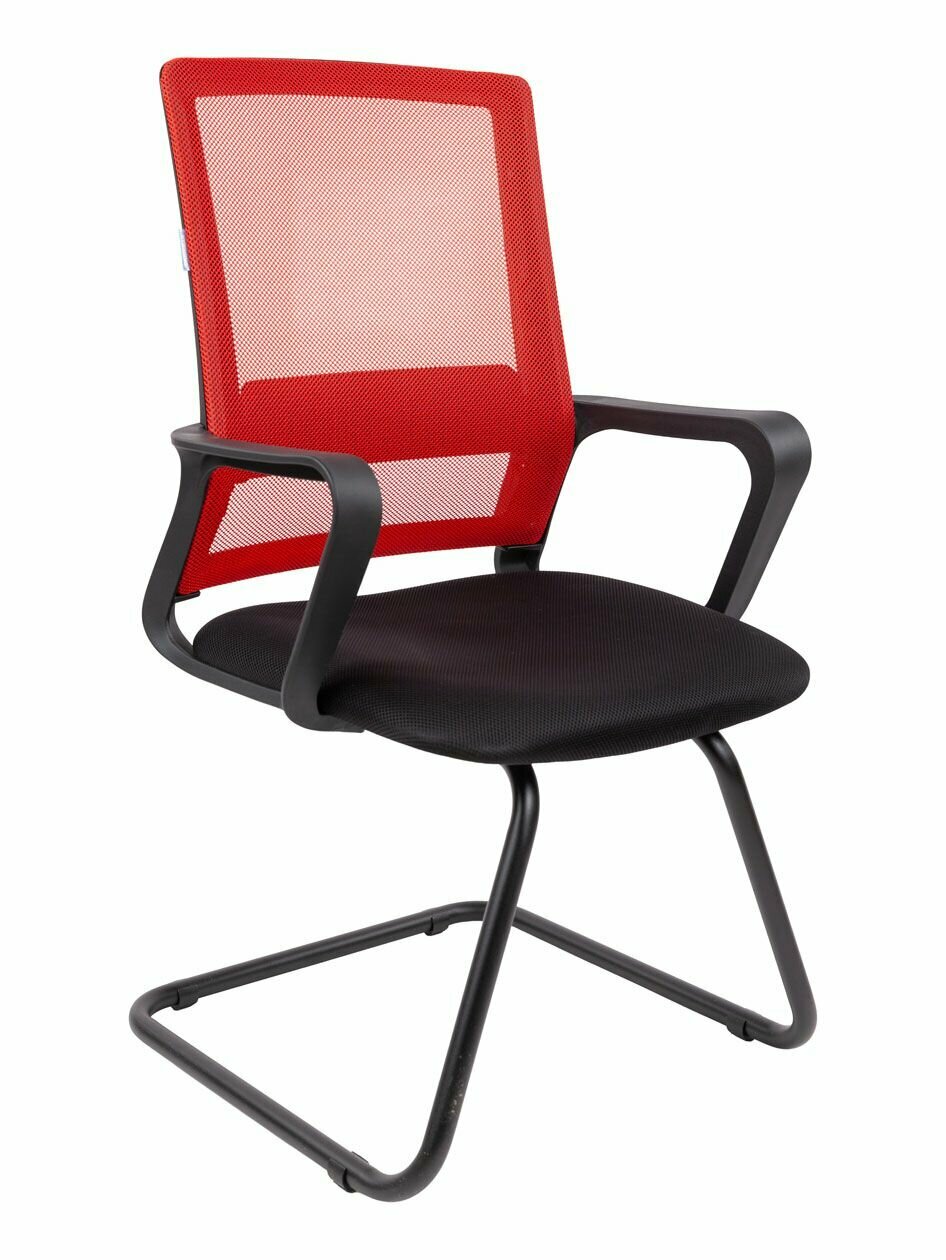 Офисное, компьютерное кресло Триполи с подлокотниками, 57.5х58х110.5 см, Красный, ткань / Черный, пластик