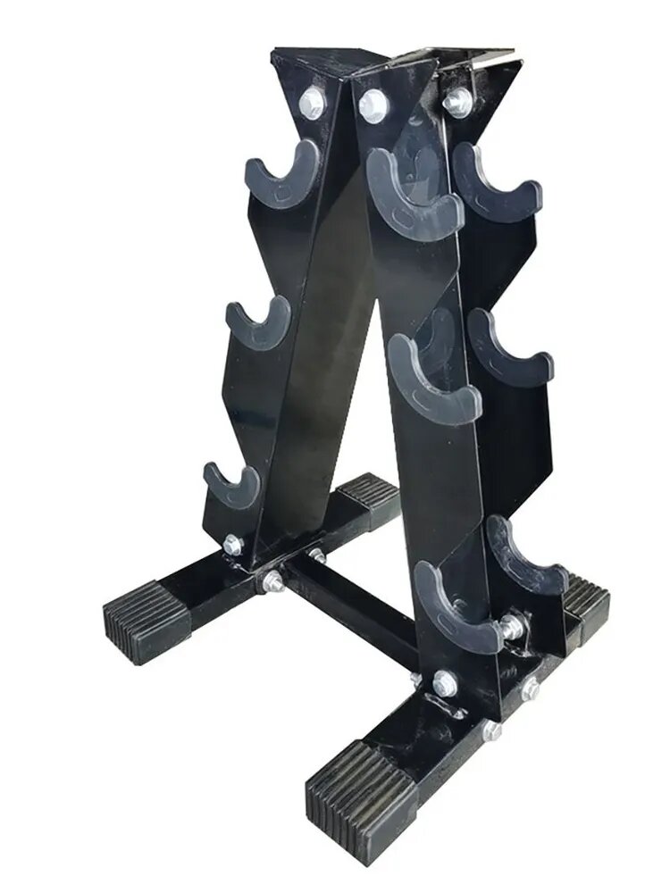 Стеллаж для спортивного инвентаря для гантелей черный стальной прочный долговечный для дома