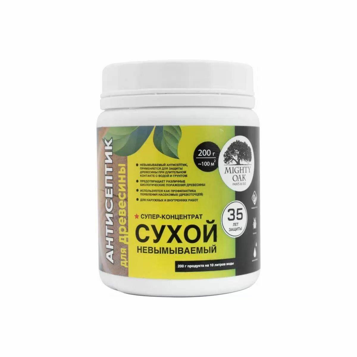 Антисептик Mighty oak для древесины, сухой, 200 г