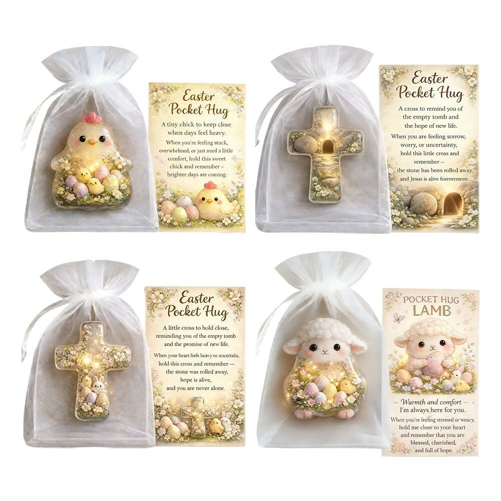 Подарочный набор BaYuYPOO Easter Little Pocket Hug Gifts, пасхальные яйца Pocket Hug Token с карточками и мешочками, пасхальный подарочный набор для коллег, друзей, дочери и сына, для новых начинаний.