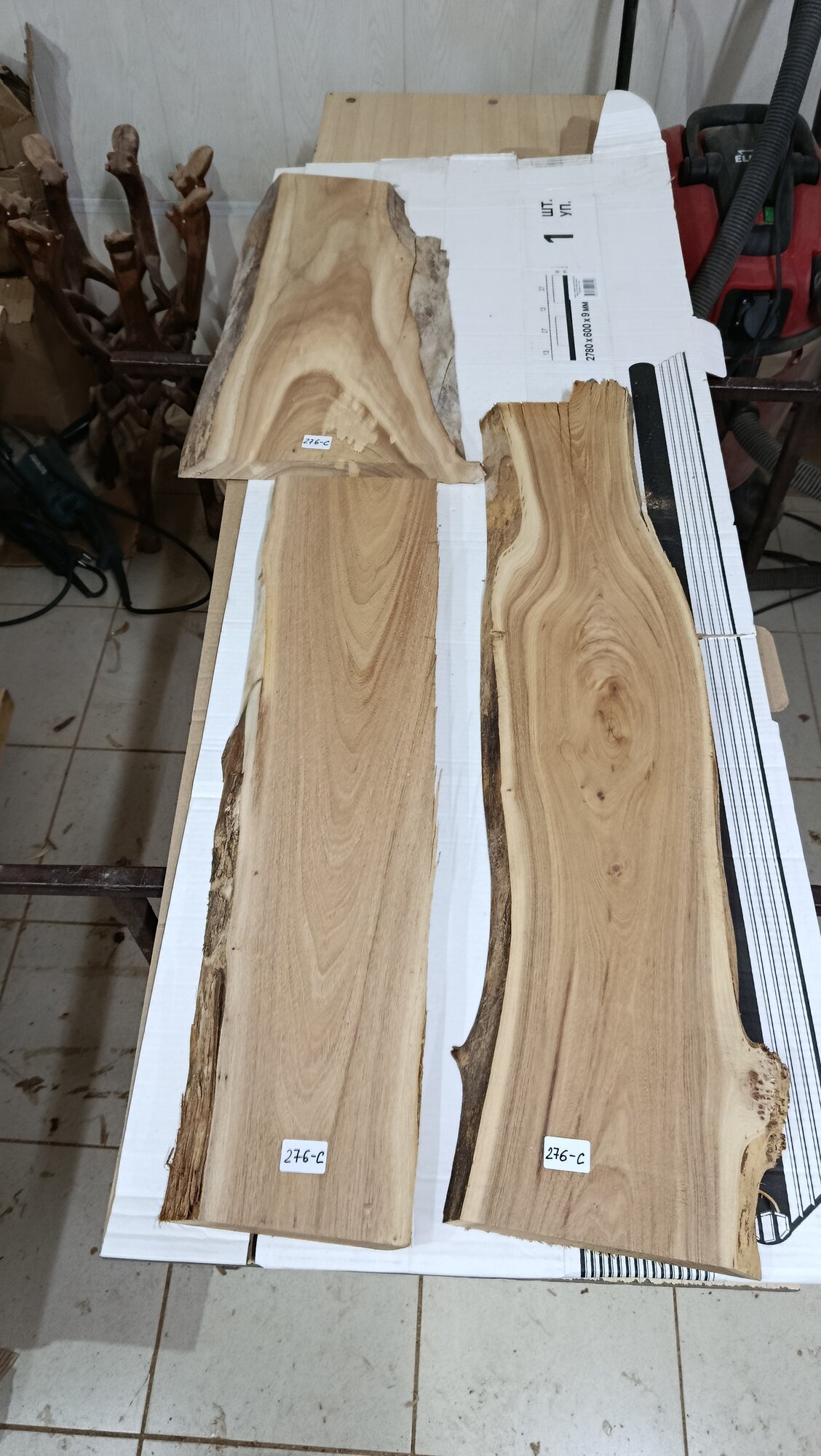 Слебы из массива карагача 70х18х2,5см,70х20х2.5см,55х25х2,5см(С276), комплект из 3-х досок из массива дерева