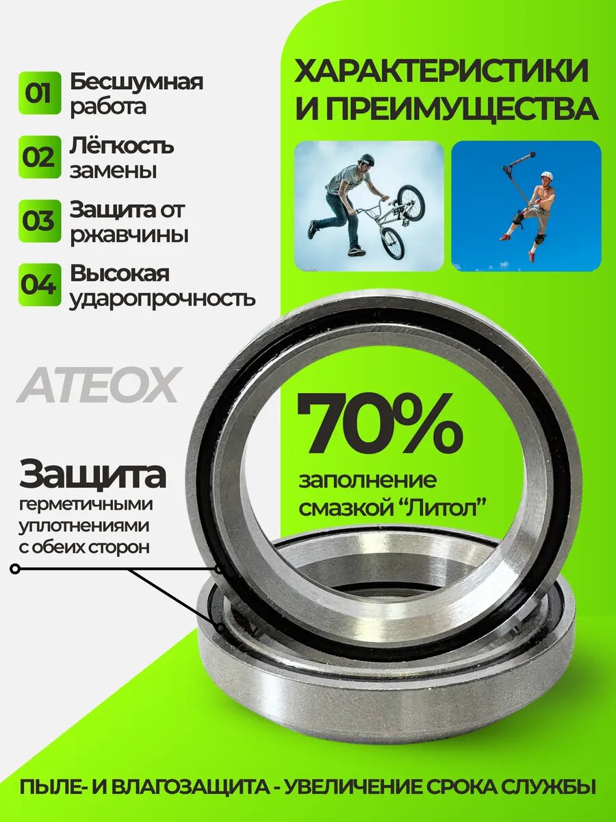 Промподшипники для самокатов велосипедов bmx mtb 2 шт — фото 1