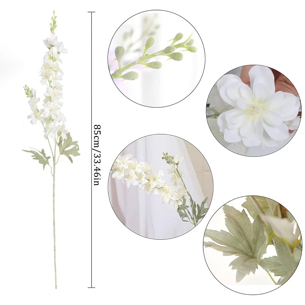 Искусственные цветы дельфиниум White 85 см