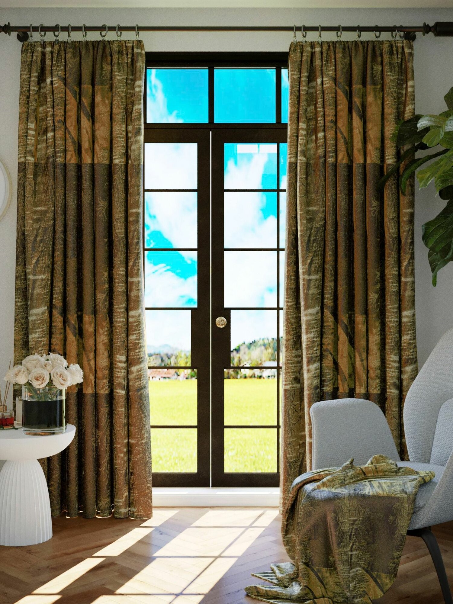 Шторы портьерные на отрез метражом от 1 метра, высота отреза 280 см