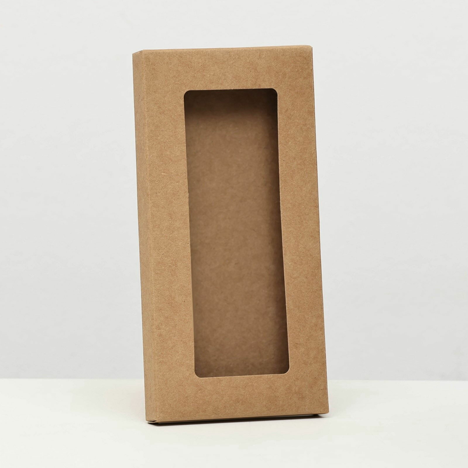 Коробка под плитку шоколада, крафт, с окном 17.1x8x1.4 см, вид: картонная коробка, 10 шт.