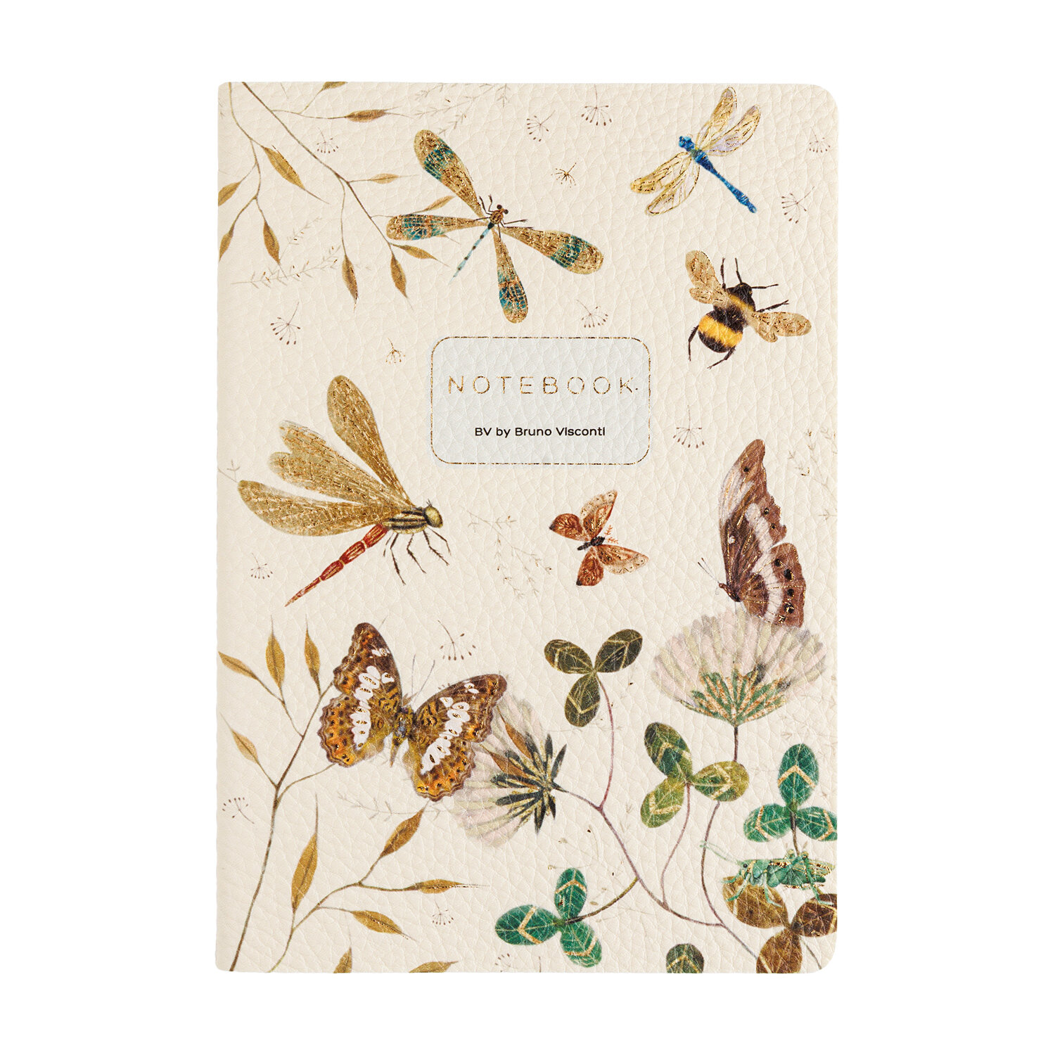 Тетрадь А5 60л клетка нить интег. обл. Fauna Стрекозы кожзам BRUNO VISCONTI 7-60-1384/15