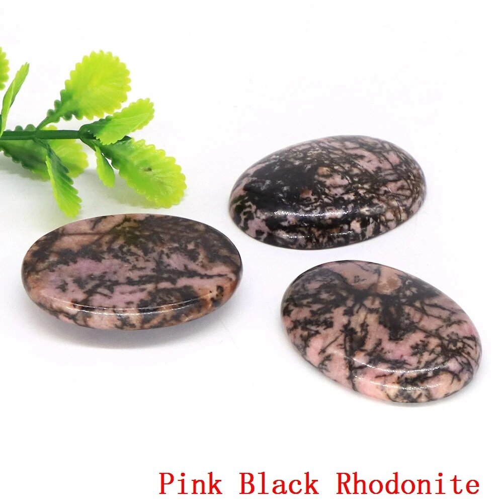 Кабошон Розовый Pink Black Rhodonite, 1шт
