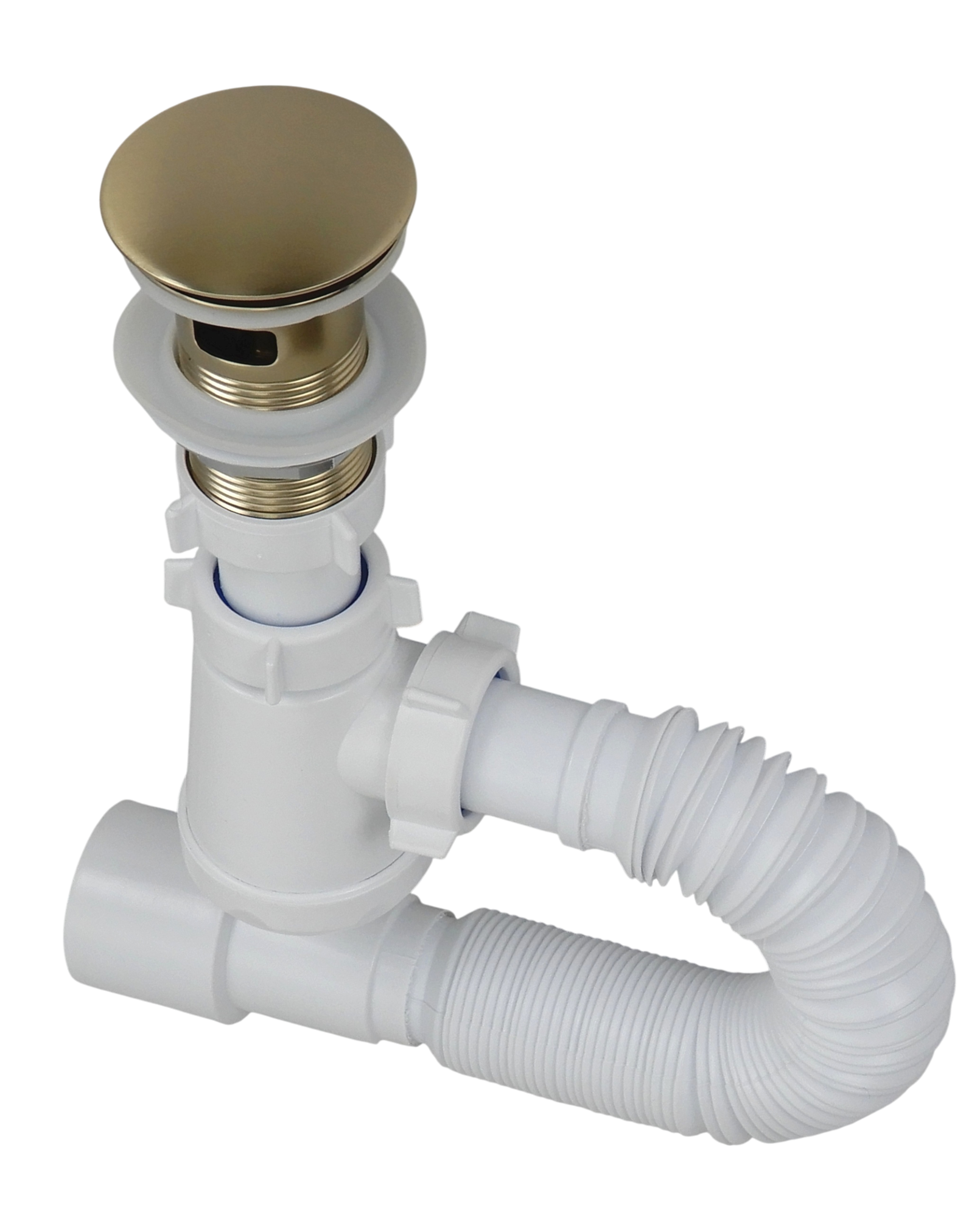 Сифон для раковины с переливом матовое золото КН984 регулировка по высоте