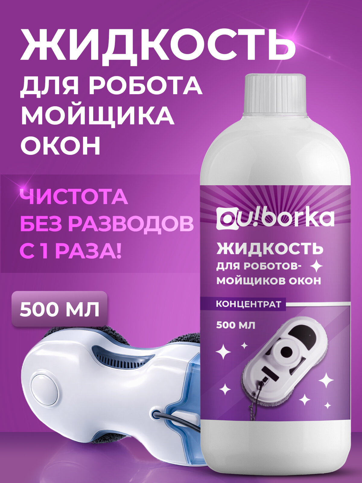 Универсальная жидкость для роботов мойщиков окон и стекол, 500 мл