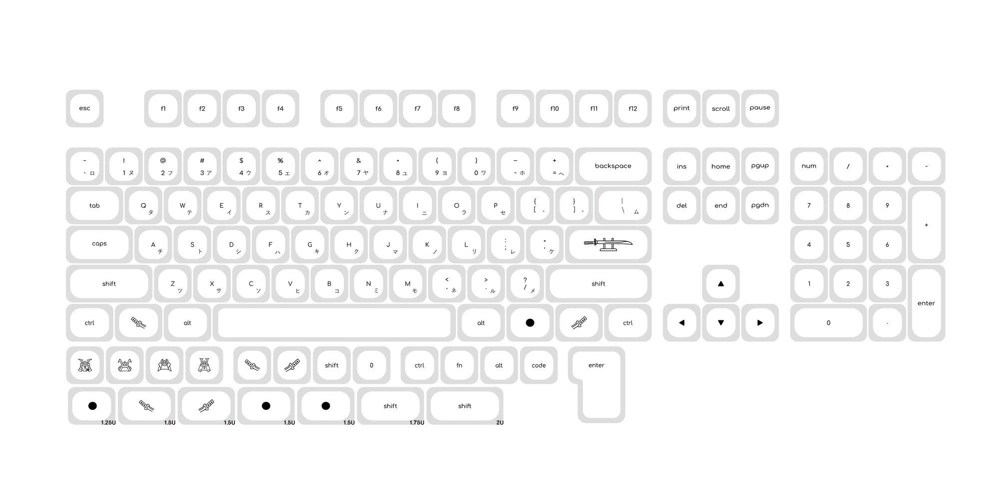 Минималистичные кейкапы Honor Samurai с японским фонетическим алфавитом, PBT, сублимационная печать, MOA Ball Caps, для