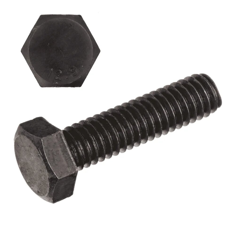 Болт шестигранная головка высокопрочный М12х60 мм DIN 933 класс прочности 12.9 оксид (50 шт.)