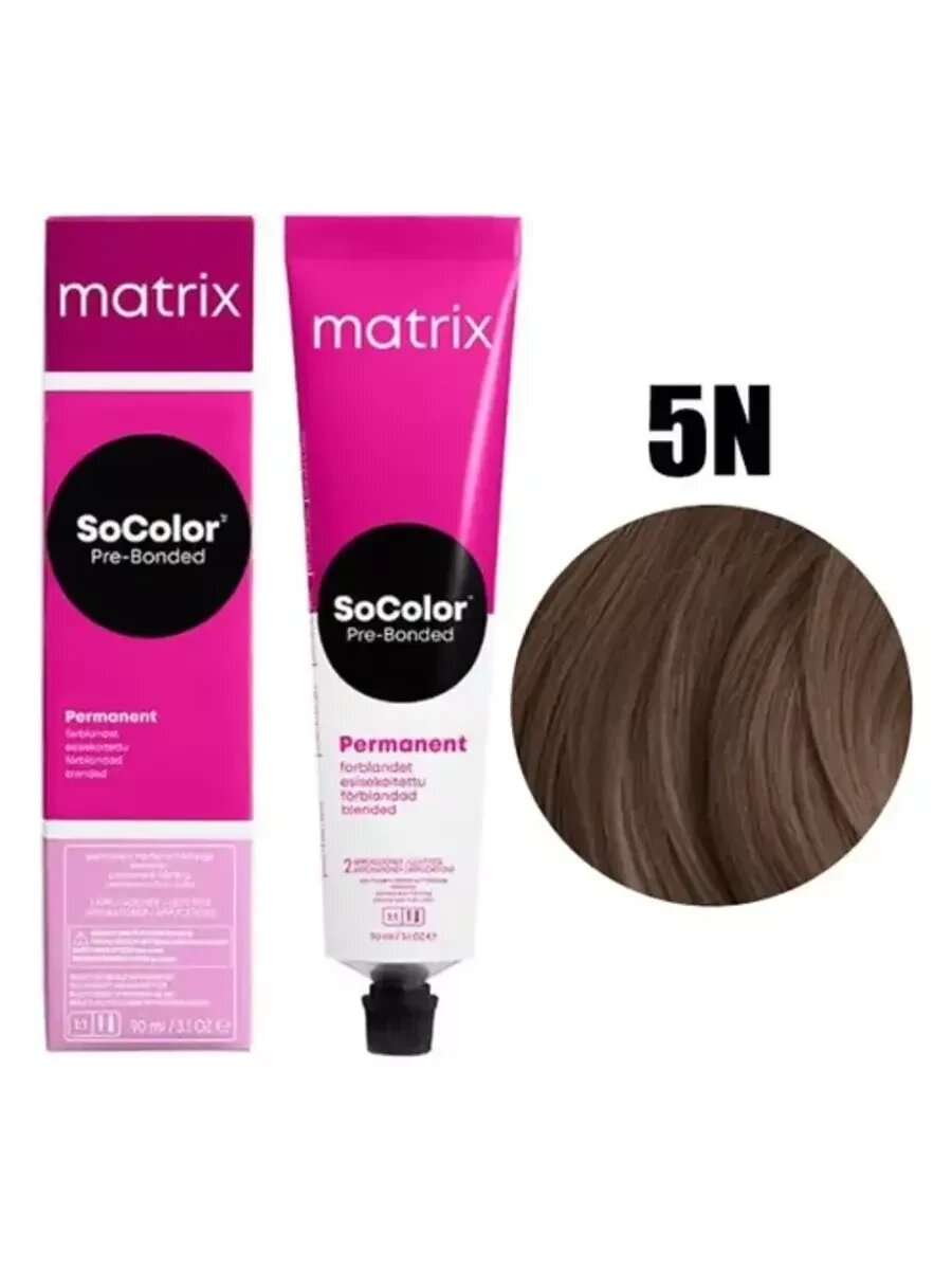 Перманентная краска для волос с бондером Matrix SoColor Pre-Bonded, 5N