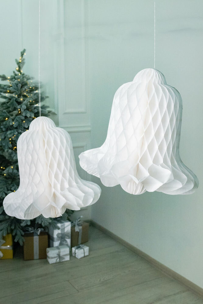 Набор подвесных бумажных колокольчиков, 41 см, белый, 2 шт, Peha Magic PH-41-2W