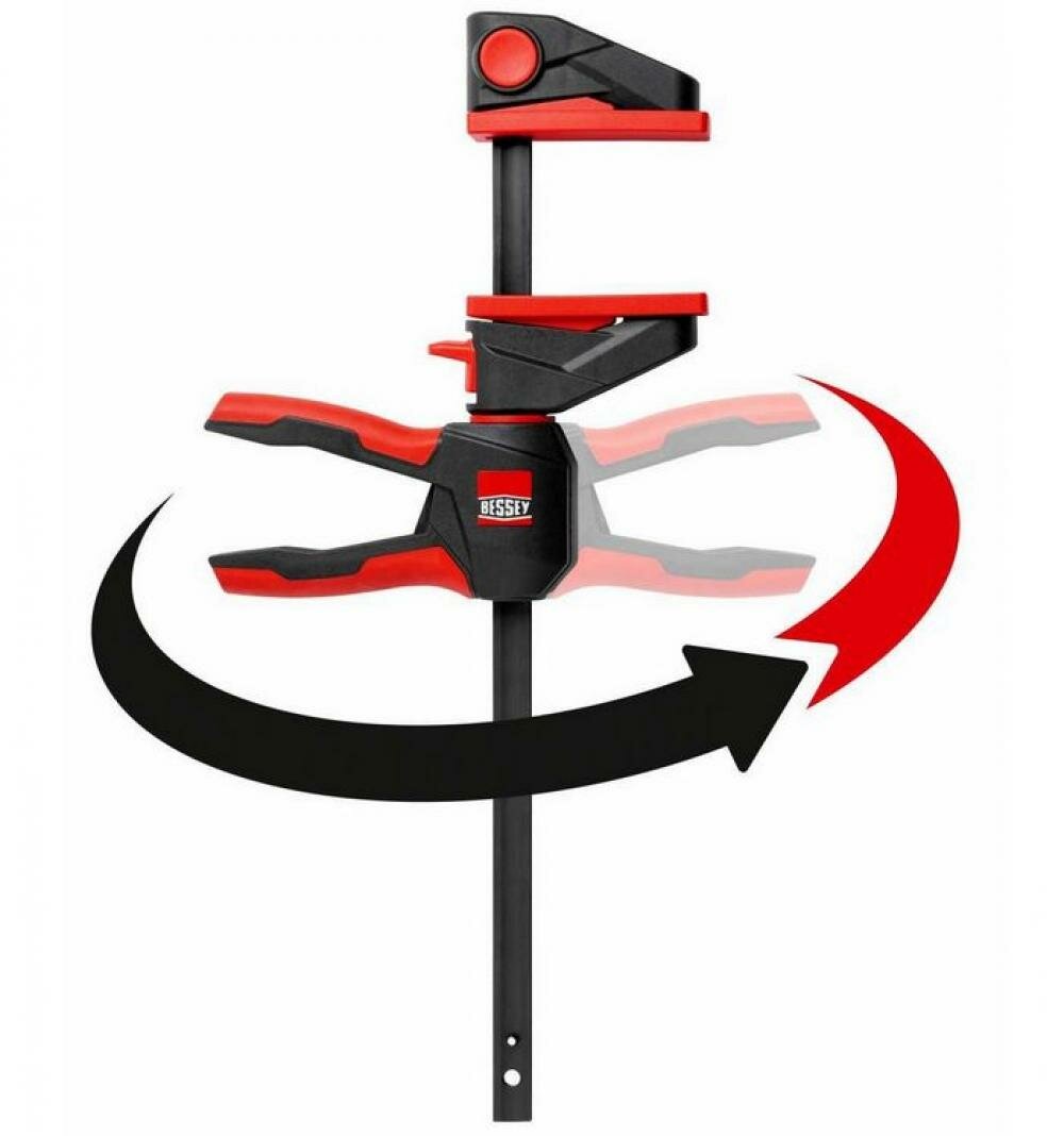 Струбцина Bessey EZ360 пистолетного типа, 1.4кН, 150 мм x 80 мм, распор 195 - 315 мм, с вращающейся на 360° рукояткой, BE-EZ360-15