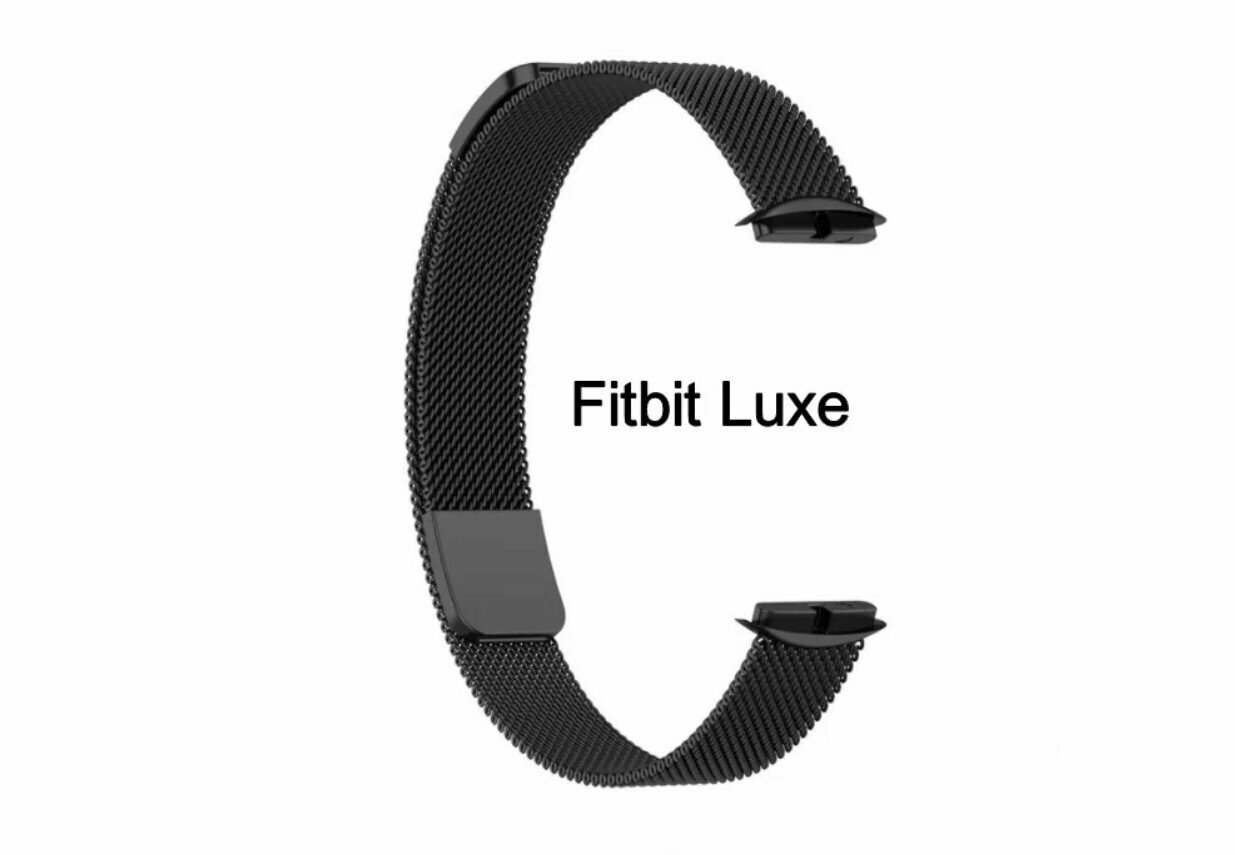 Миланский, сменный ремешок-браслет MyPads Milanese для умных смарт-часов Fitbit Luxe из нержавеющей стали, черный