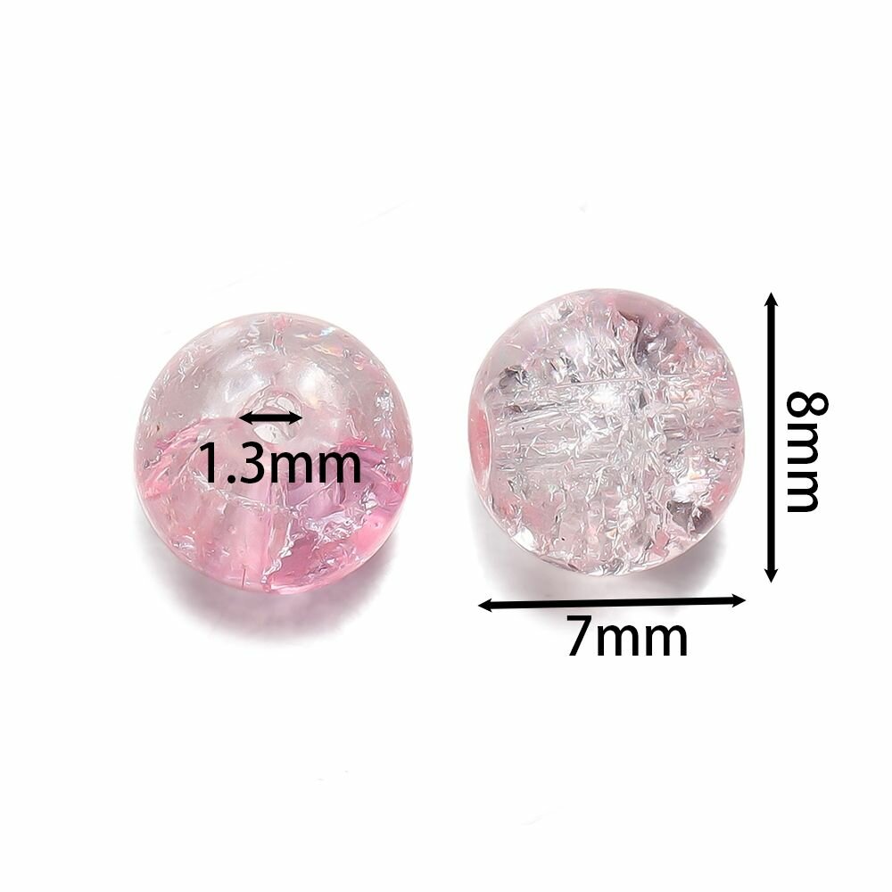 Бусины стекло Битое стекло ассорти 7*8 мм 50шт, Цвет светло-фиолетовый