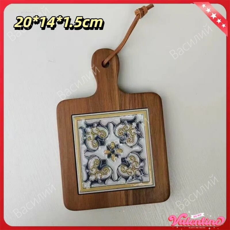 Деревянная подставка с керамической плиткой 20*14*1.5 см для кухни и дома, декоративная