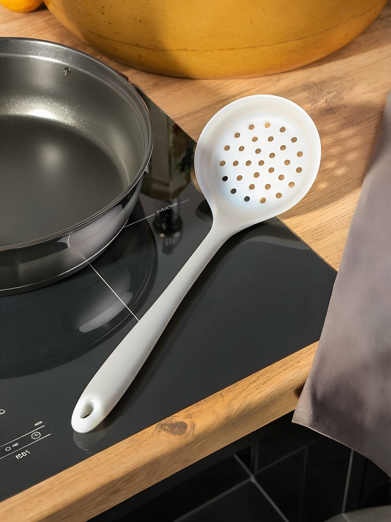 Шумовка силиконовая Daniks Pollen S-DC12-KT551-G05, универсальная ложка для снятия пены, термостойкая подвесная кухонная