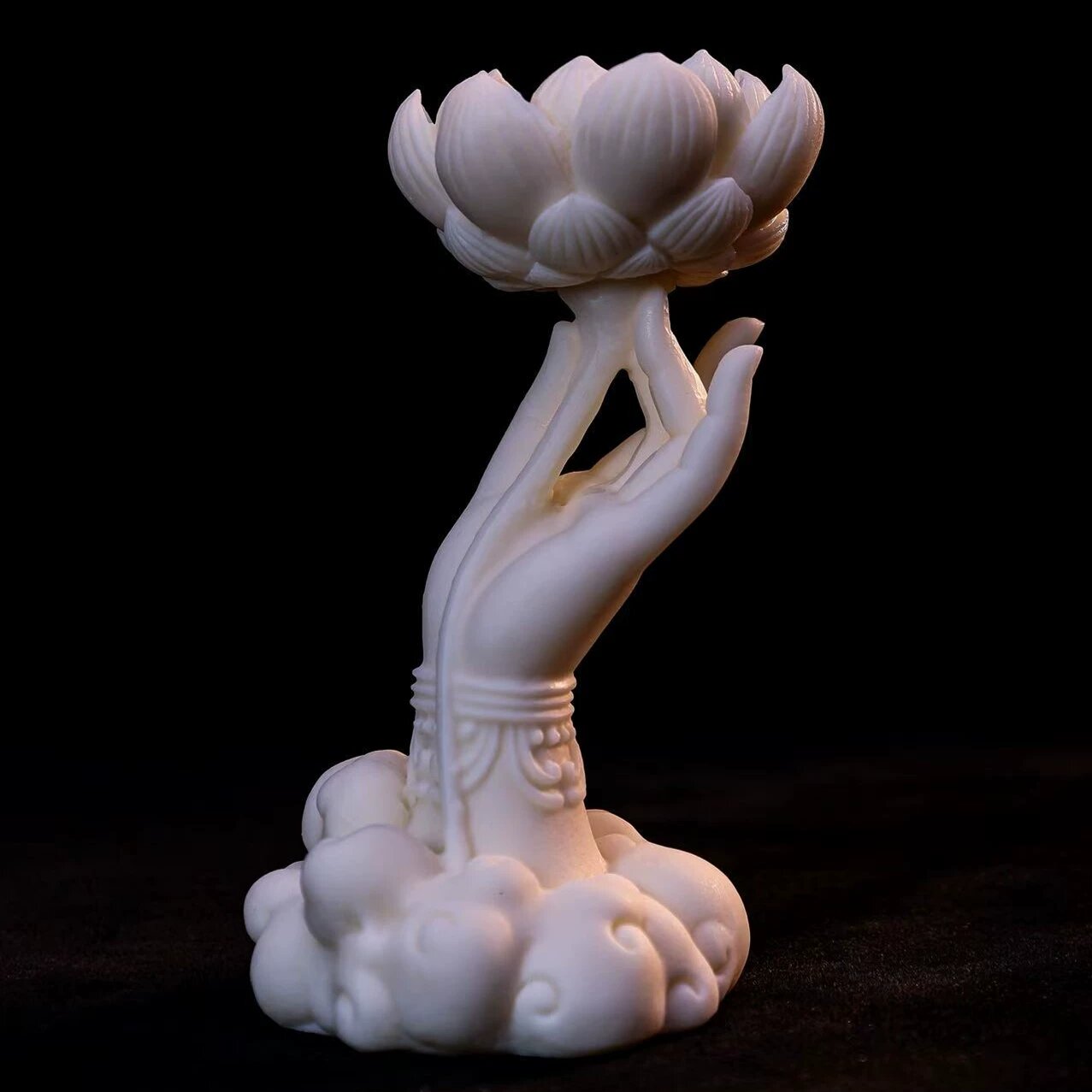 Элегантная фигурка Будды-Рукой из резины, слоновая кость, 13x7.5x7 см, зен-декор для прихожей или стола
