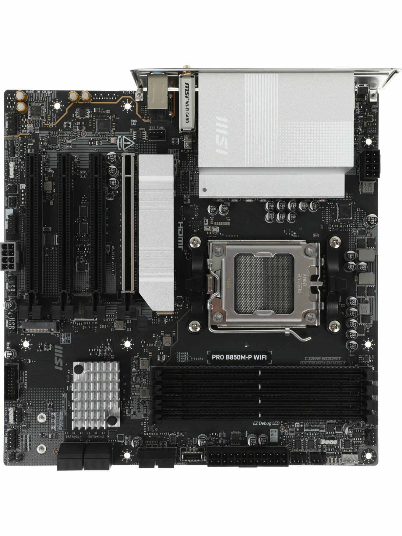 Материнская плата MSI PRO B850M-P WIFI, Socket AM5, AMD B850, mATX