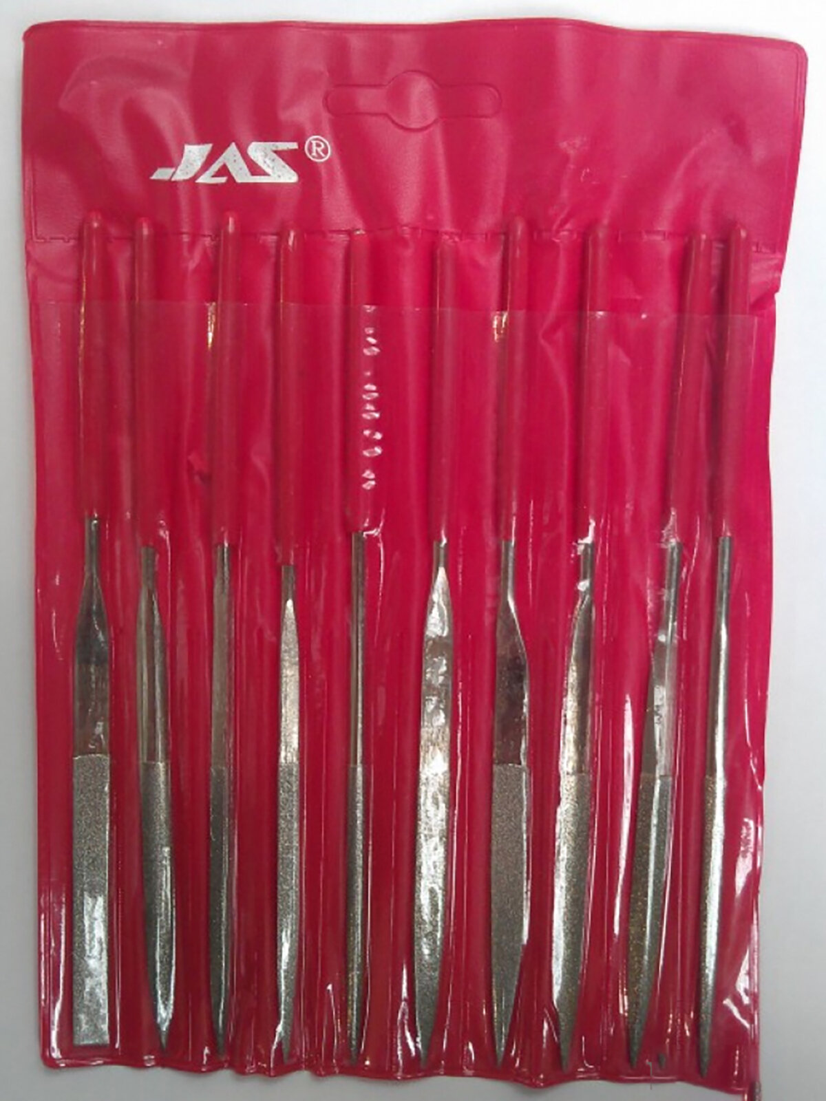 Набор алмазных надфилей с ручками, количество - 10 штук, в чехле, JAS