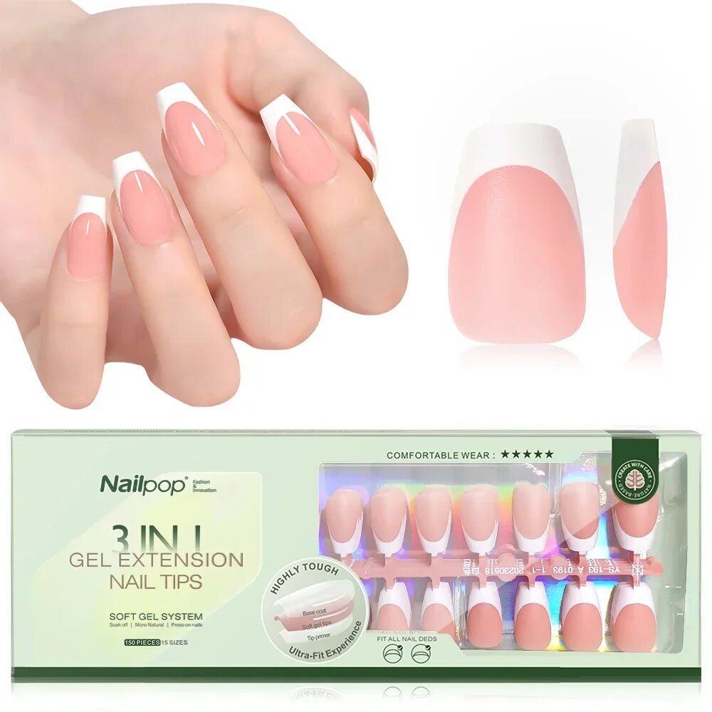 Гелевые ногти Nailpop 3 в 1, 150 шт. YSF-S Coffin 1