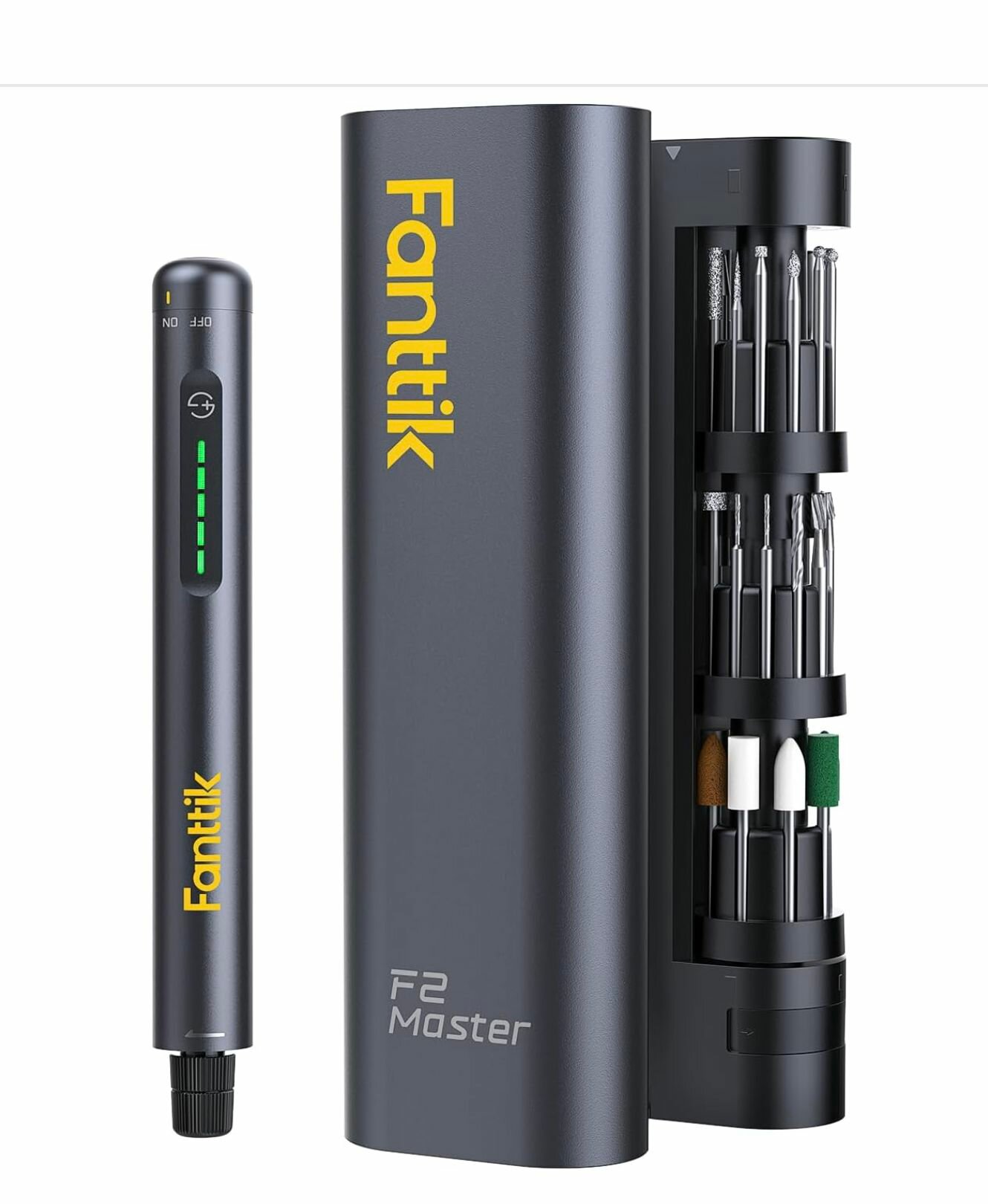 Набор аккумуляторных роторных инструментов Fanttik F2 Master Mini, двигатель NeoPulse, 5 скоростей, 25000 об/мин, вращающийся диск, 35 принадлежностей, гравировальная ручка.