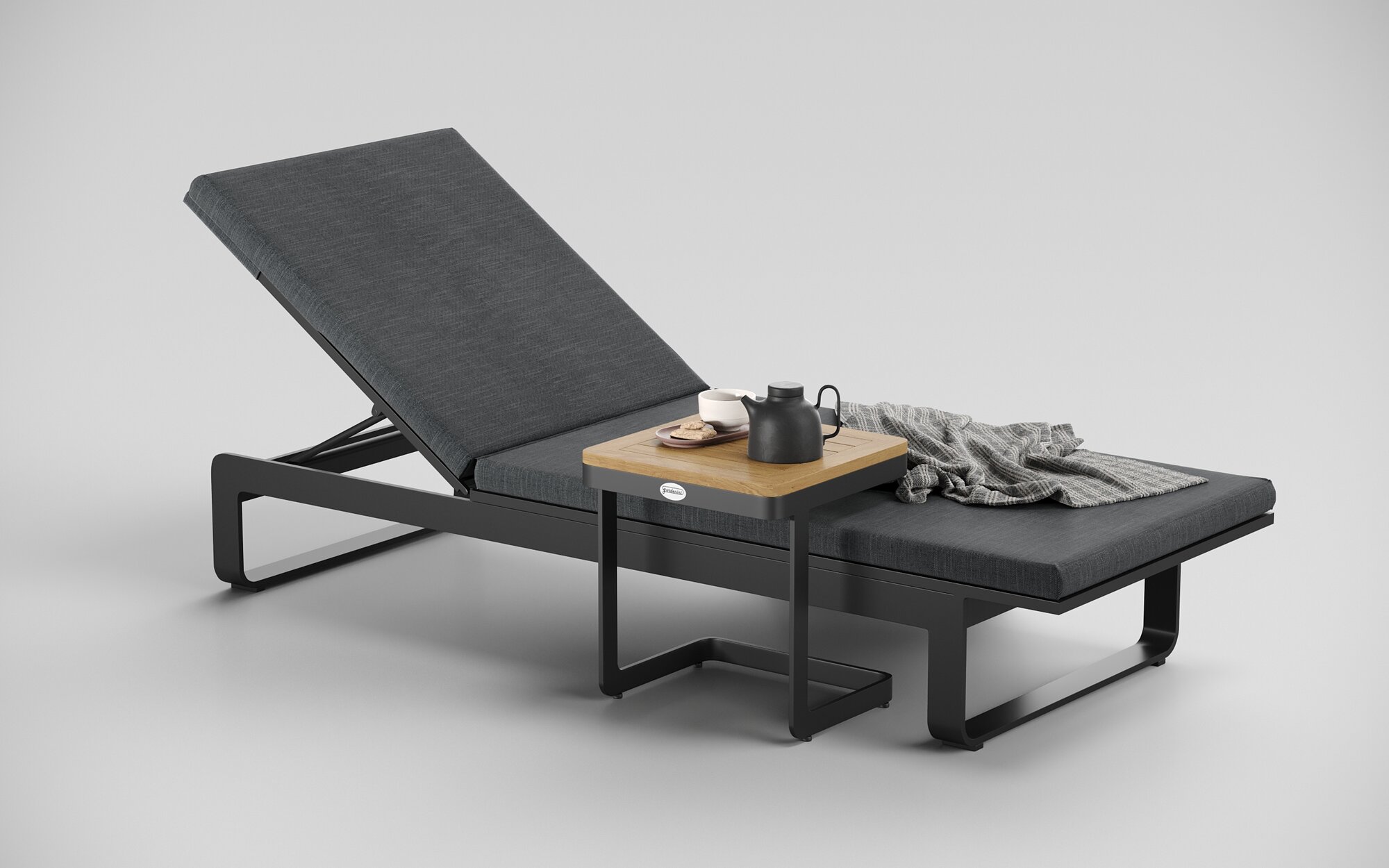 Шезлонг Gardenini "Виллино", съемный чехол, металлический каркас, темно-серый