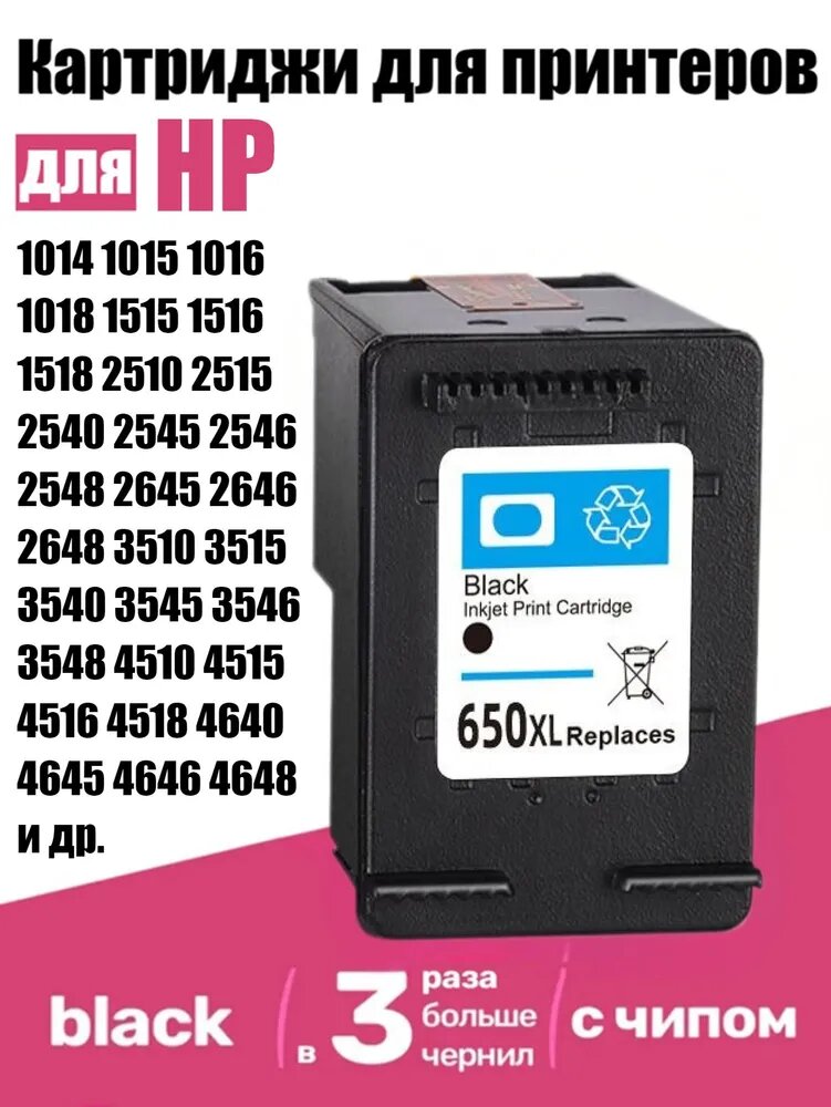 Картридж 650XL CZ101AE для HP Deskjet Ink Advantage 1515 2515 2545 1015, совместимый, Черный (black), 1 шт