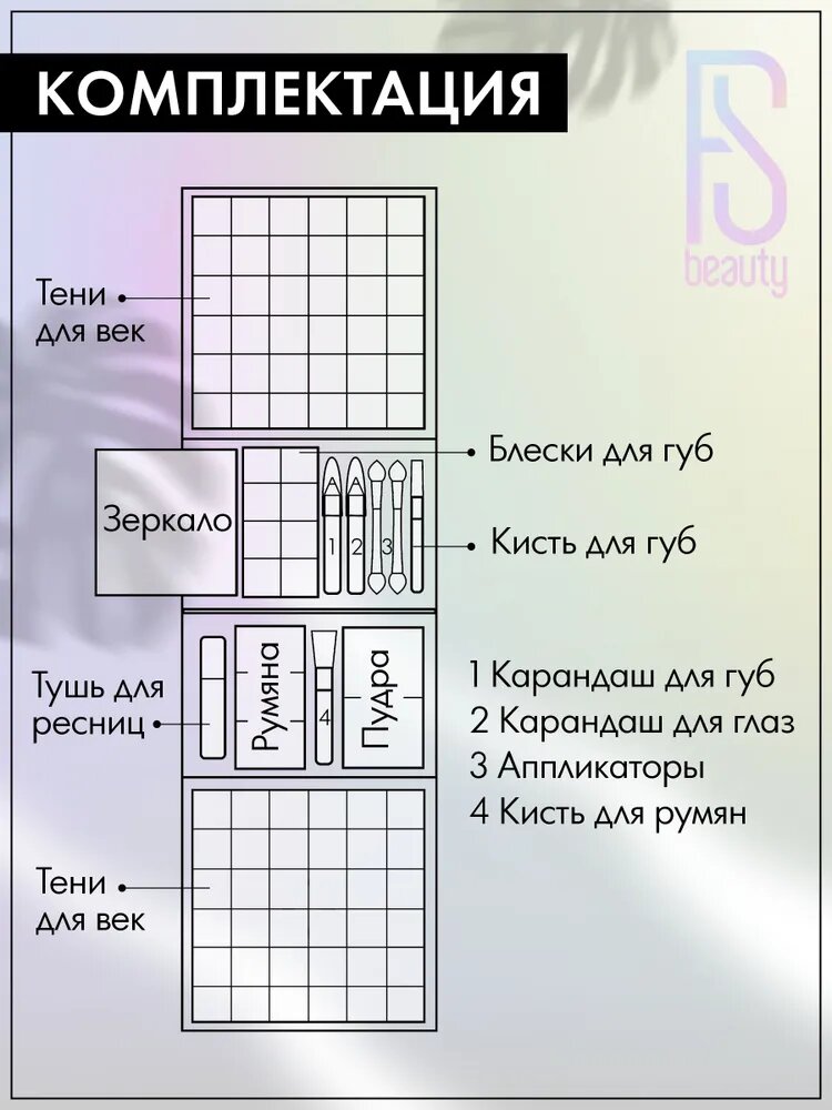 Набор декоративной косметики для макияжа в подарочной коробке FS Beauty, бьюти бокс Rose De Luxe — фото 1