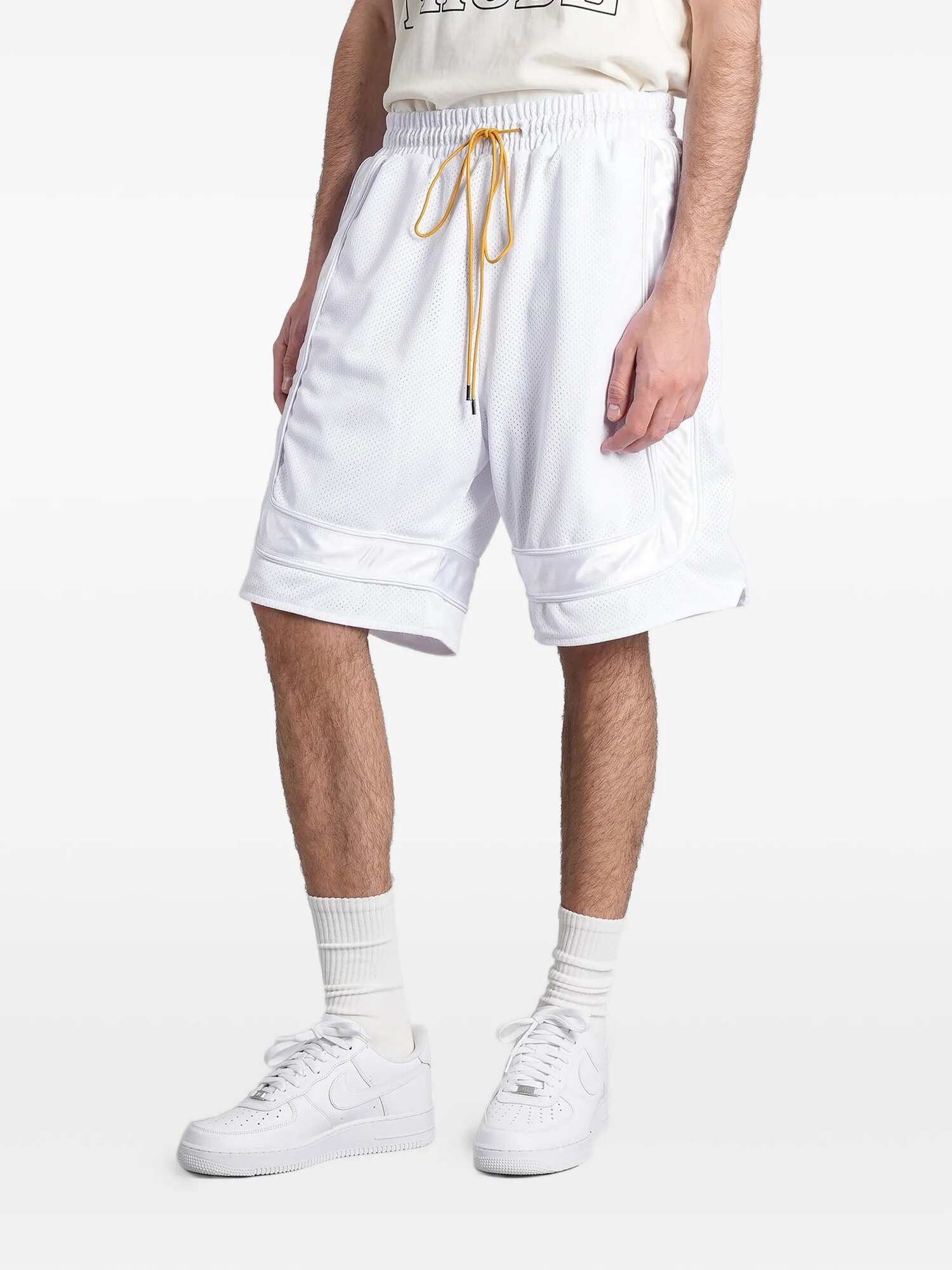 Шорты Rhude Drawstring shorts, размер 46, бежевый/белый — фото 1