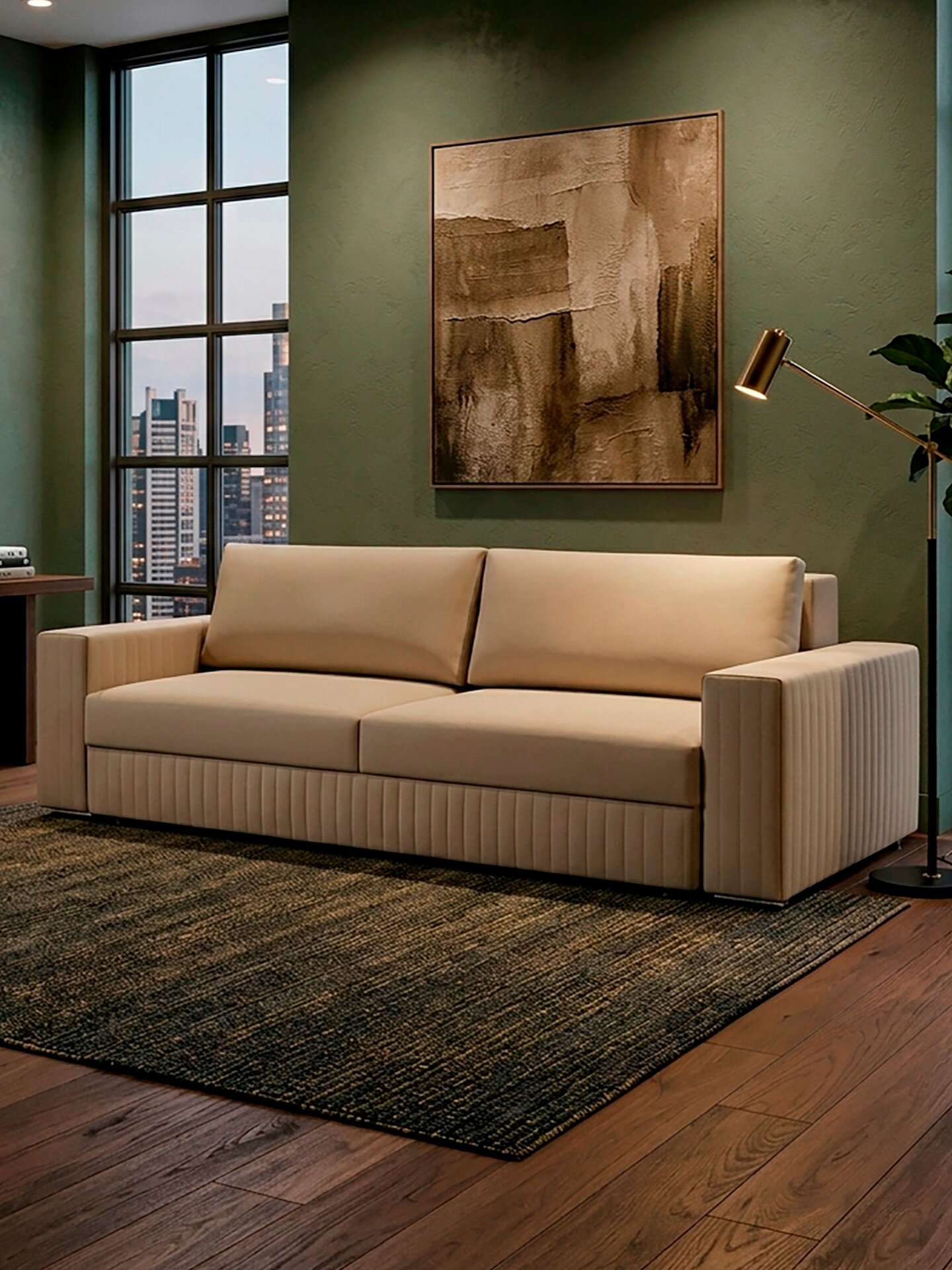 Диван Тусон Лайт Velutto 02 GF 232x105x90 см, бежевый Велютто, еврокнижка GOODFORM