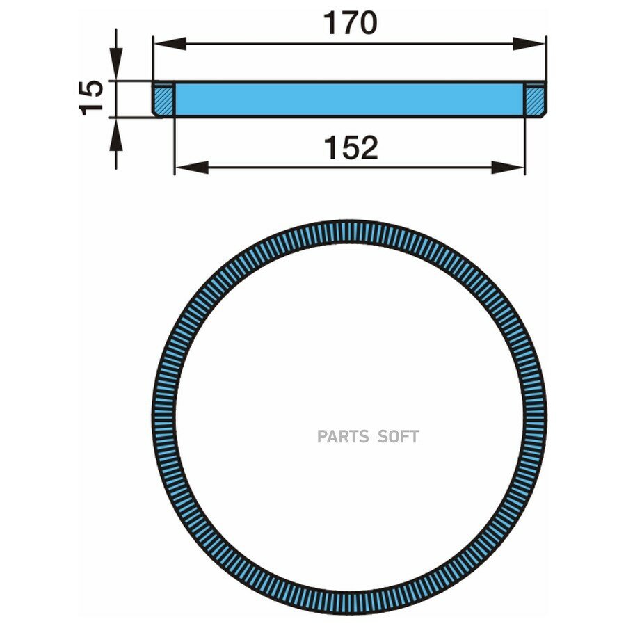 BPW 0331008180 кольцо ступицы металл! зубчатое ABS 152x170x16 z=80 \BPW ECO