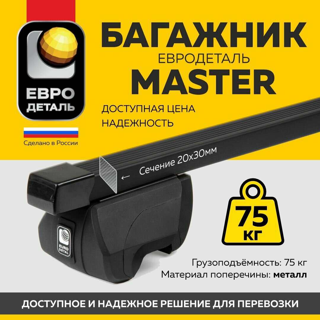 Багажник на крышу Eurodetal MASTER S для Renault Laguna II универсал 2001-2007 черный прямоугольный на классические рейлинги