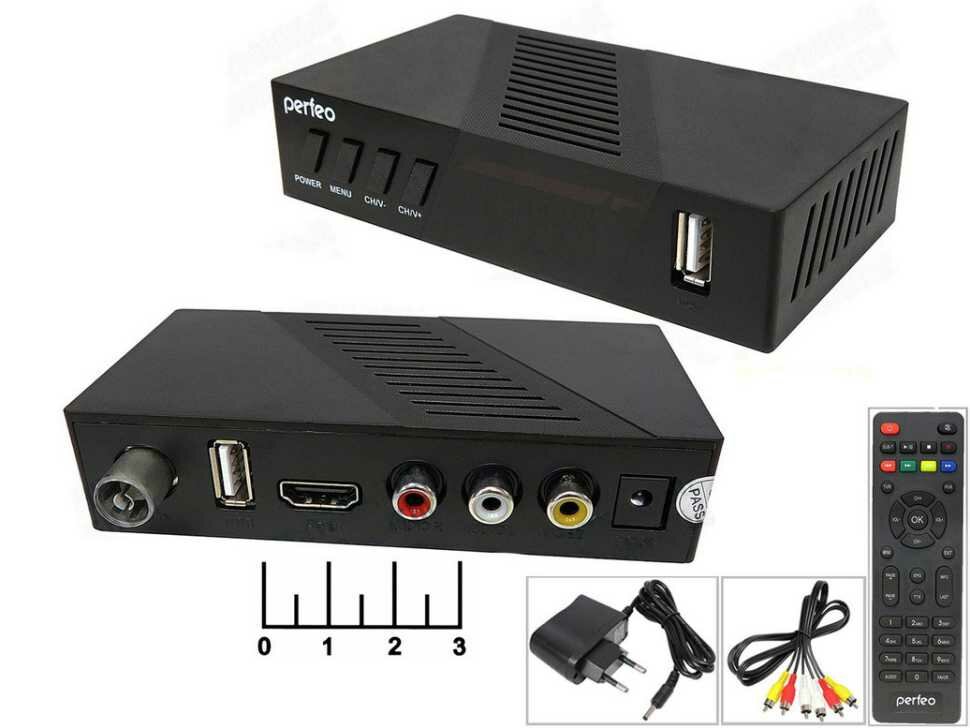 Ресивер цифровой телевизионный DVB-T2 Perfeo Stream PF-A4488 + медиаплеер (шнур 3RCA-3RCA)