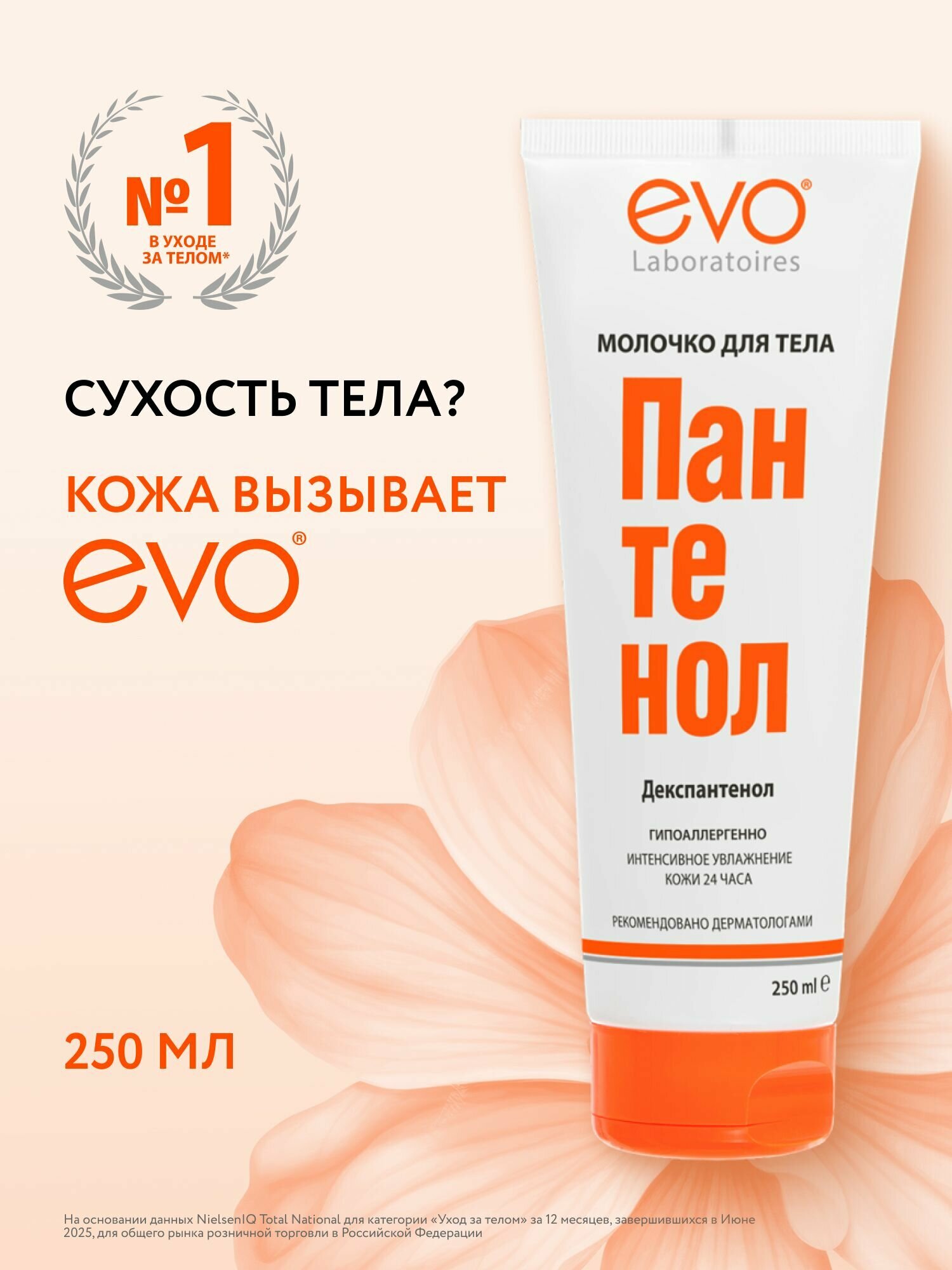 EVO/ЭВО Пантенол молочко для тела для сухой и раздраженной кожи, 250 мл