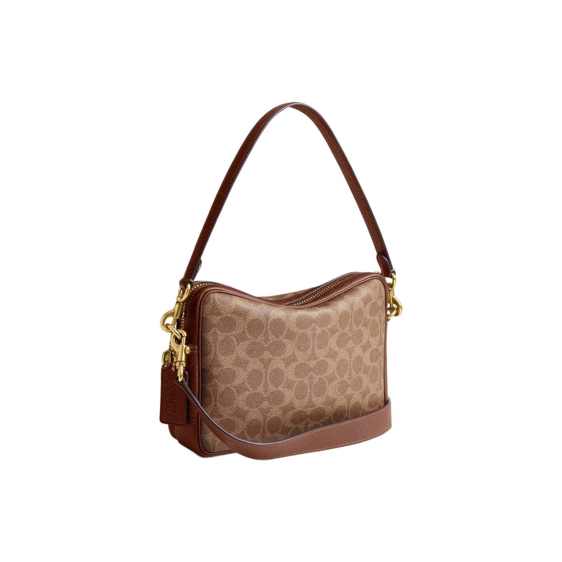 Сумка Coach DAKOTA, фактура тиснение, коричнево-желтый — фото 1