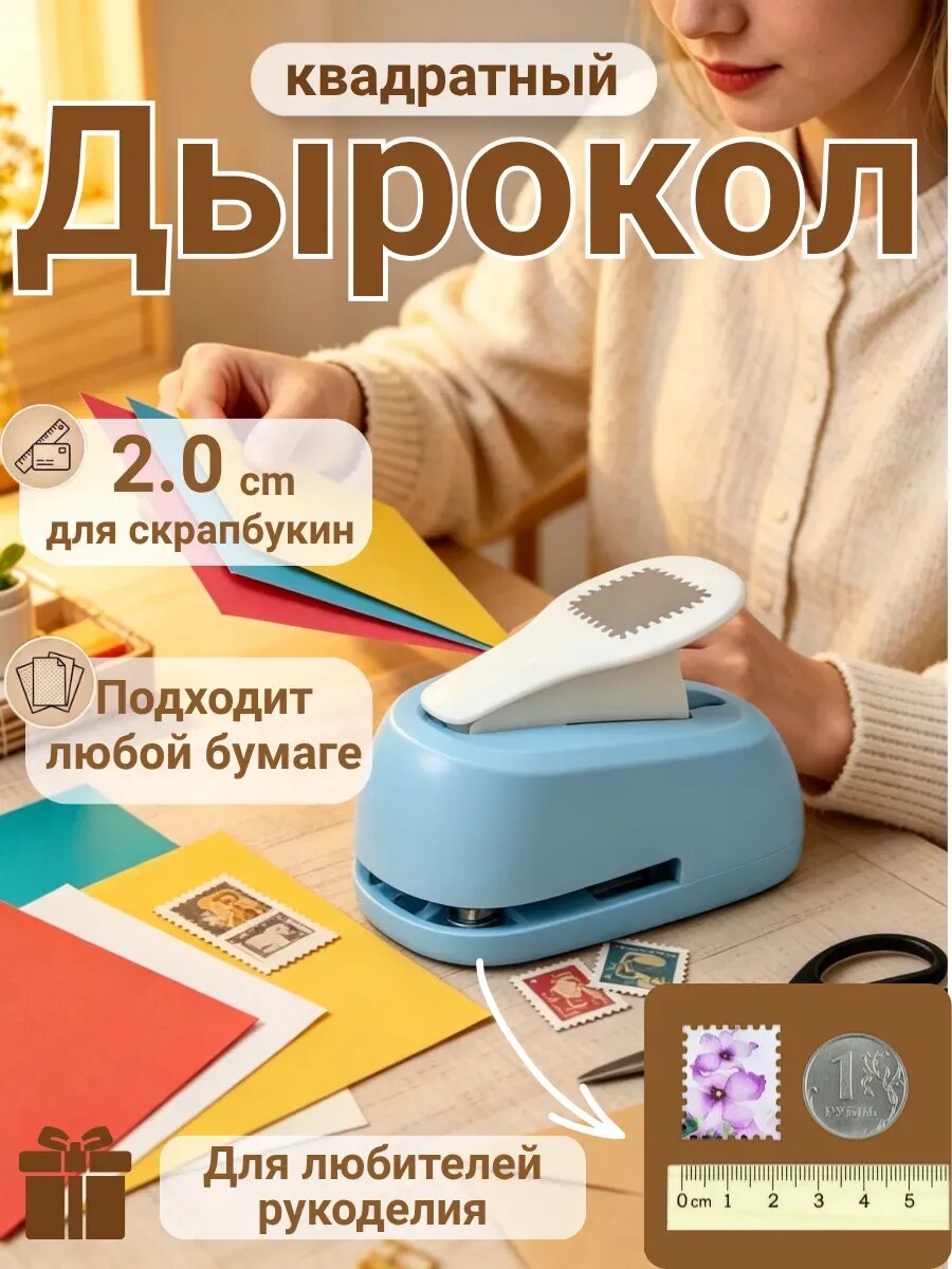 Квадратный Дырокол 2.0 см, для почтовая марка