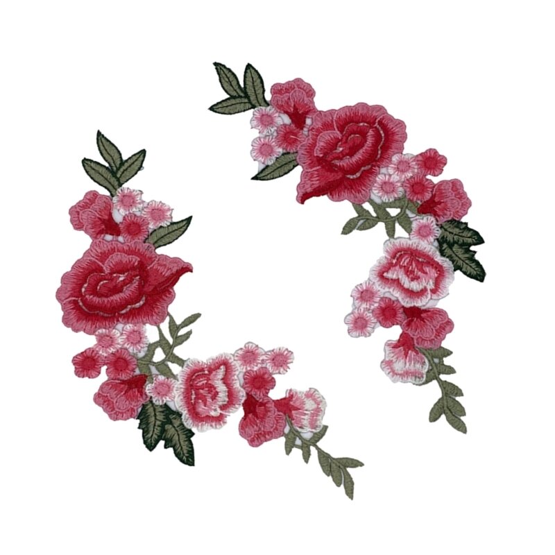 1 Pair Handmade Sew On Flower Embroidered Appliques Flower Embroidery Patches